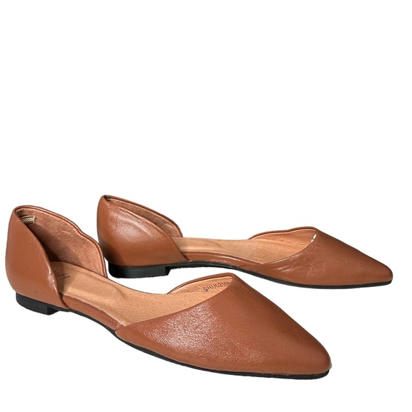 J. Jill | Shoes | J Jill Sutton Cognac Leather Dorsay Pointed Toe Flats Size 9 | Poshmark